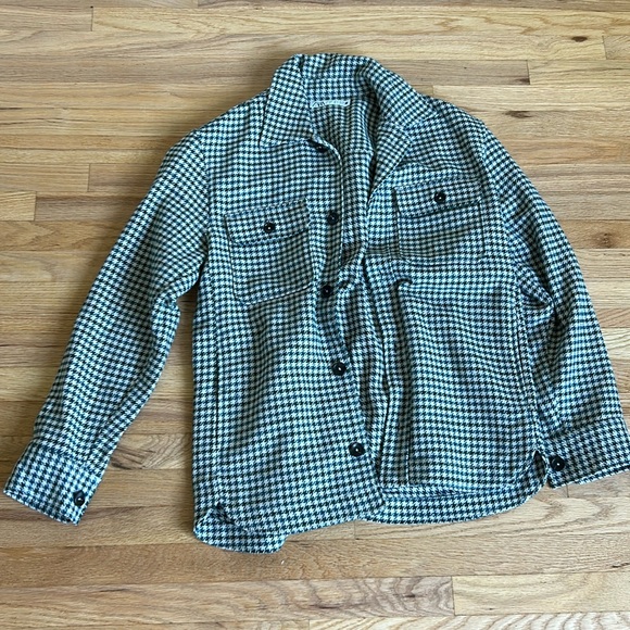 Zara | Jackets & Coats | Green Houndstooth Jacket Zara M | Poshmark